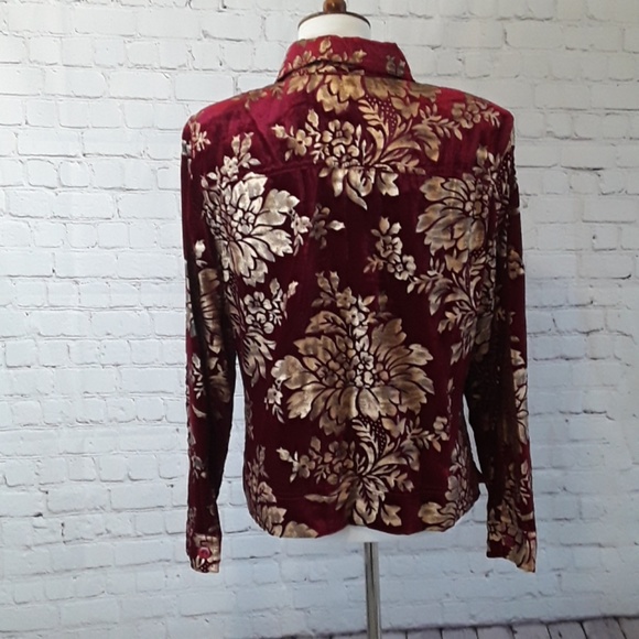 erin london | Jackets & Coats | Vintage Flocked Crushed Gold Red Velvet ...